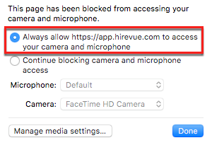 Error "Es necesario el acceso a la cámara y al micrófono" – HireVue Candidate Help Center